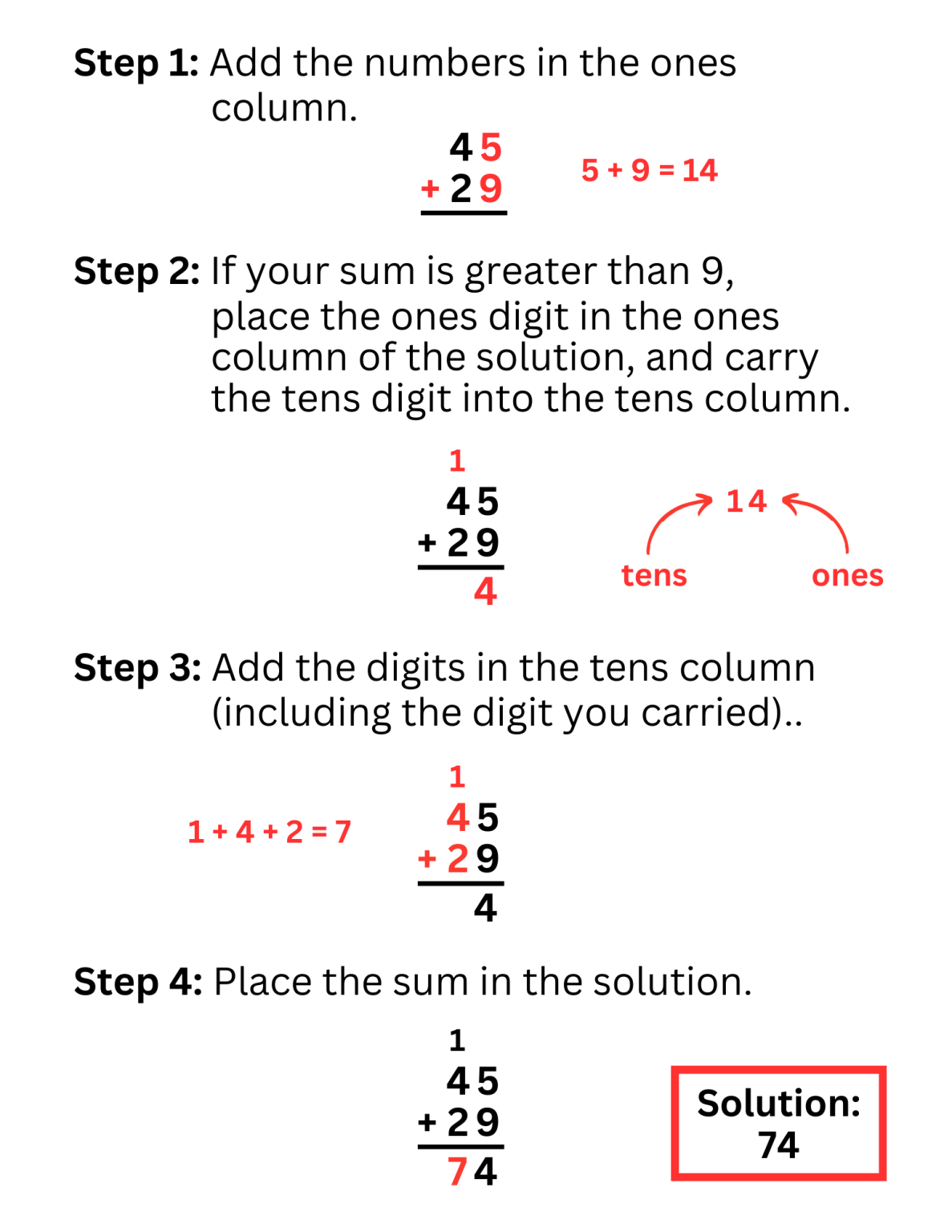 Double Digit Addition With Regrouping Worksheets