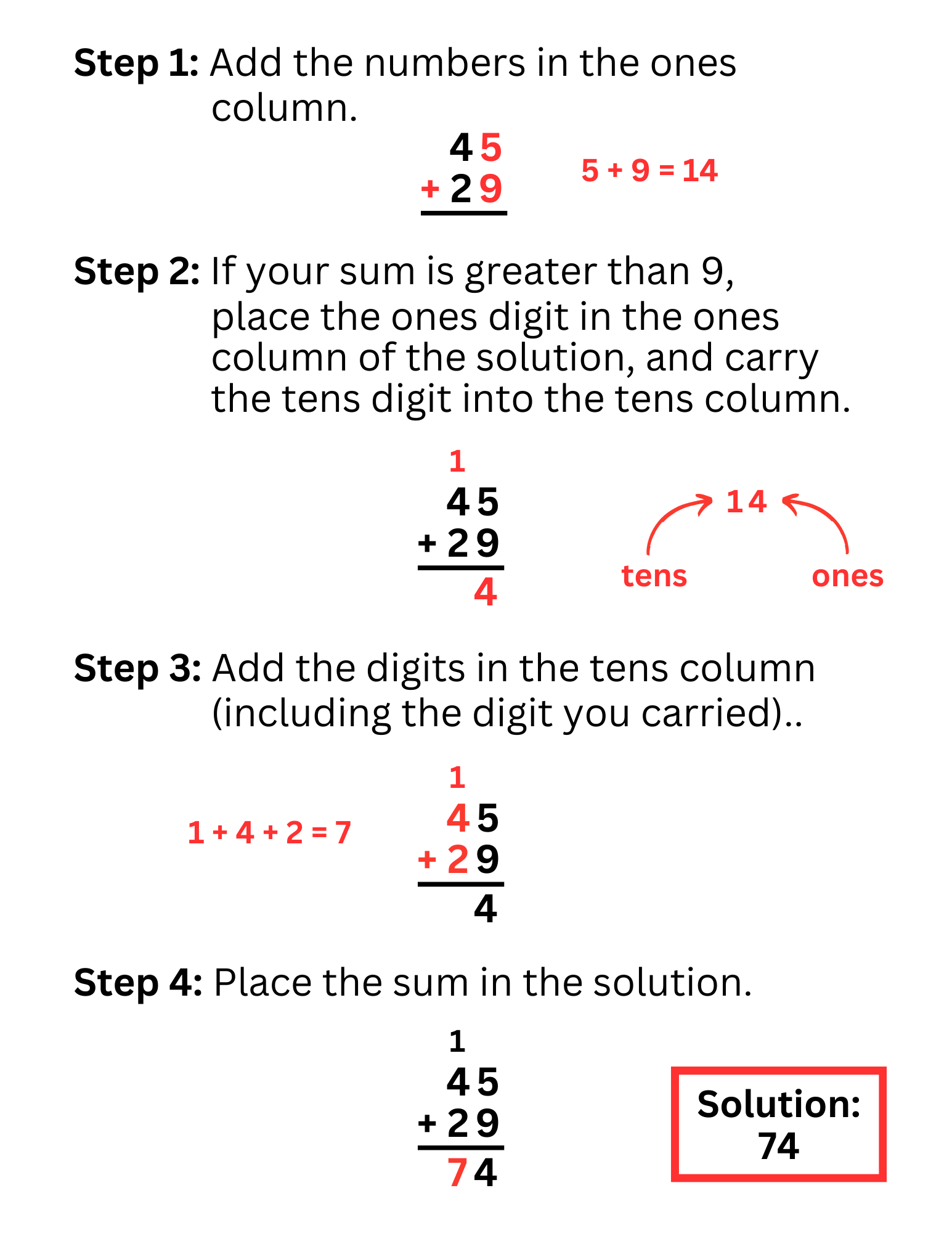 Double Digit Addition With Regrouping Worksheets