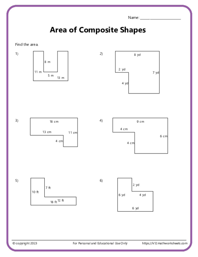 Area And Perimeter Of Composite Shapes K12 Math Worksheets Area And Perimeter Of Composite Shapes K12 Math Worksheets