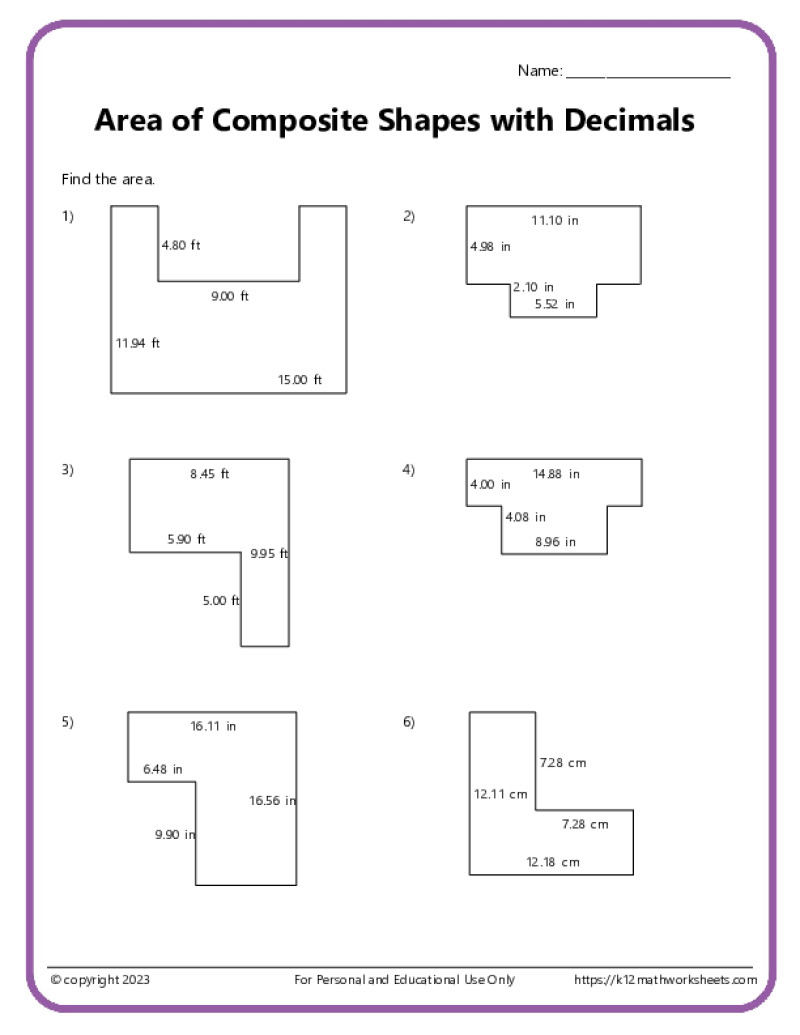 Area Of Composite Figures Worksheets Adriansonfifth