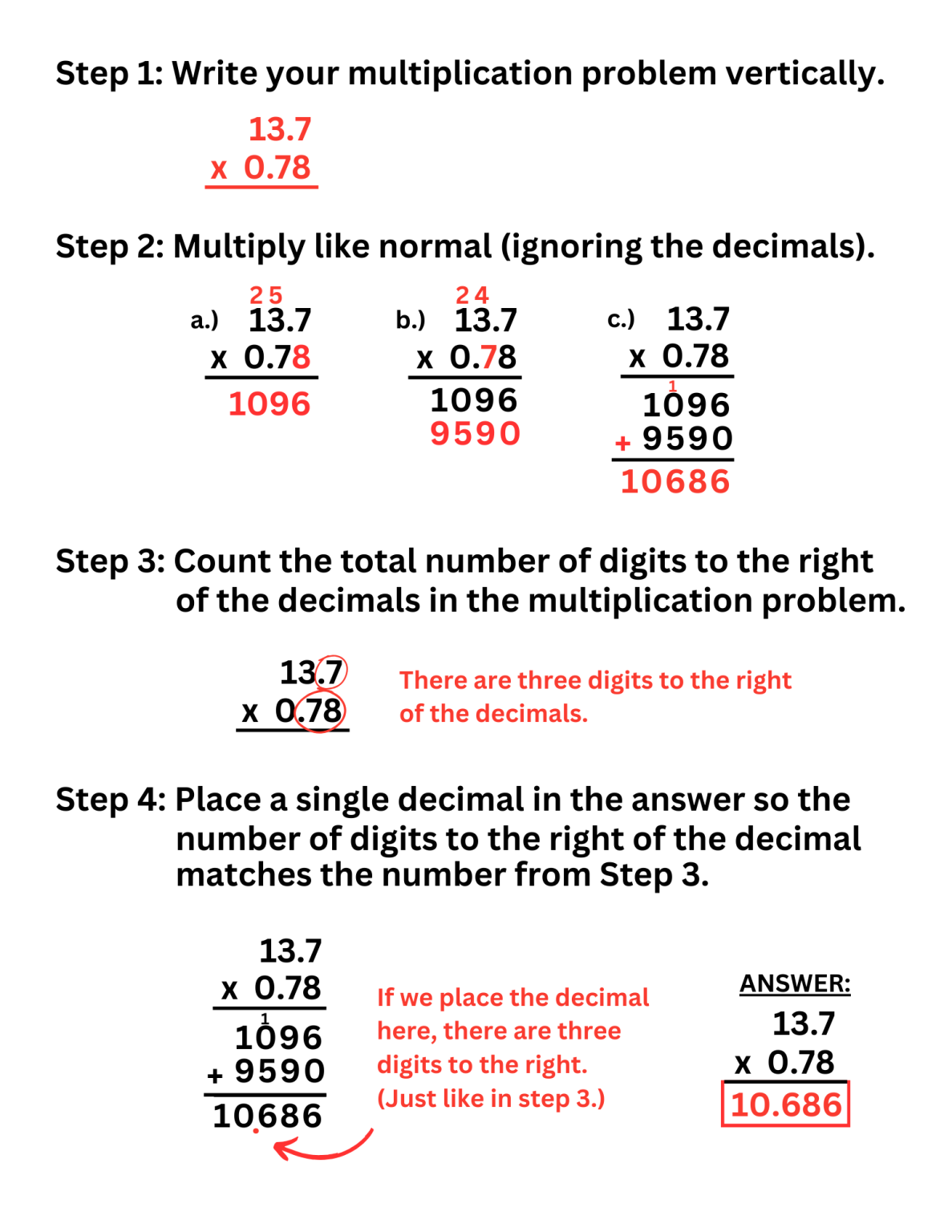 Multiplying Decimals Worksheets