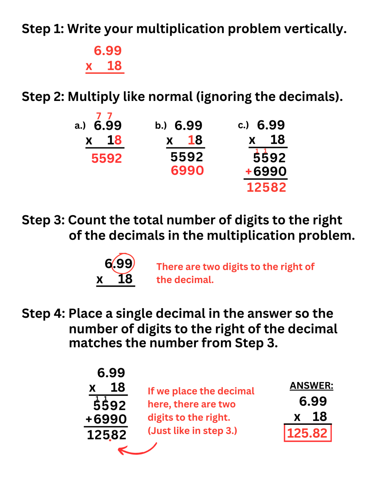 Multiplying Decimals Worksheets