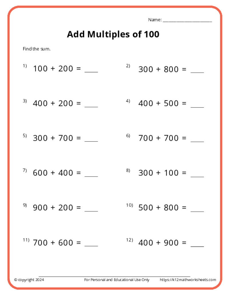 2nd Grade Addition Worksheets
